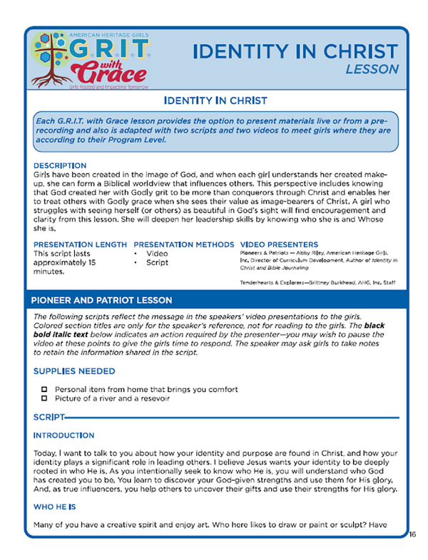 Identity in Christ GRIT with Grace Download Session V3 - AHGstore